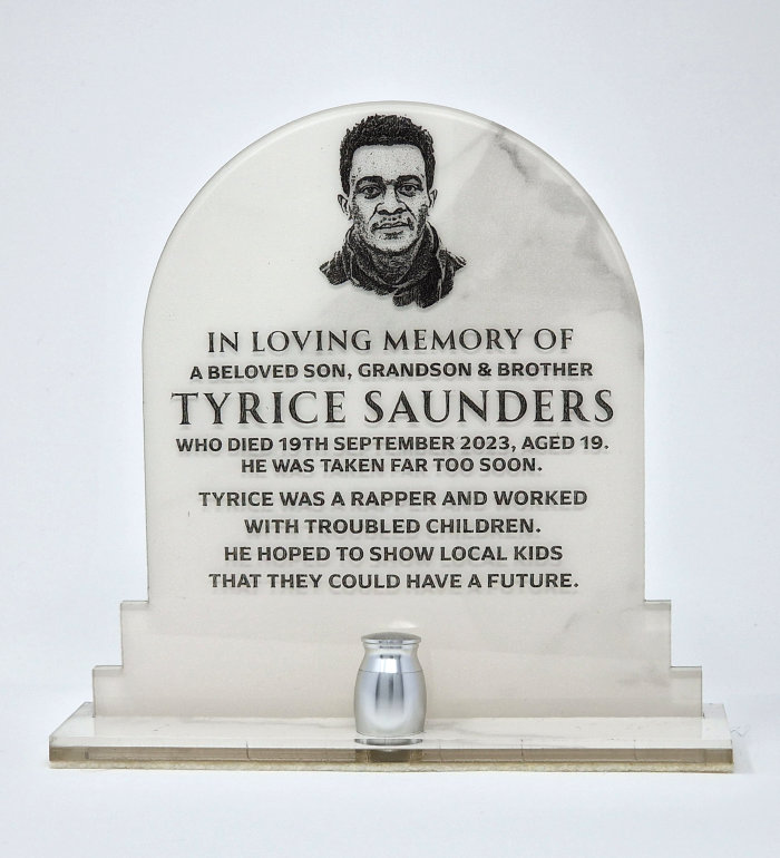 Half Round Top Personalised Engraved White Marble Effect Acrylic Plaque ...