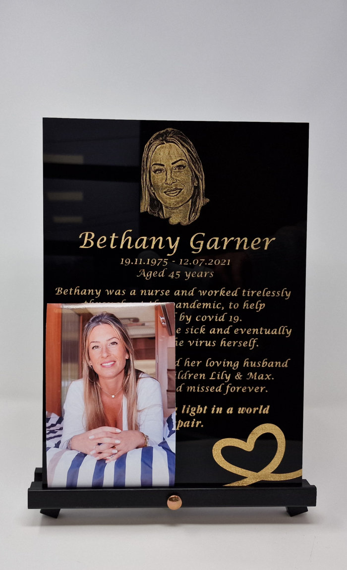 Personalised Engraved Black Acrylic Plaque with Engraved Portrait ...