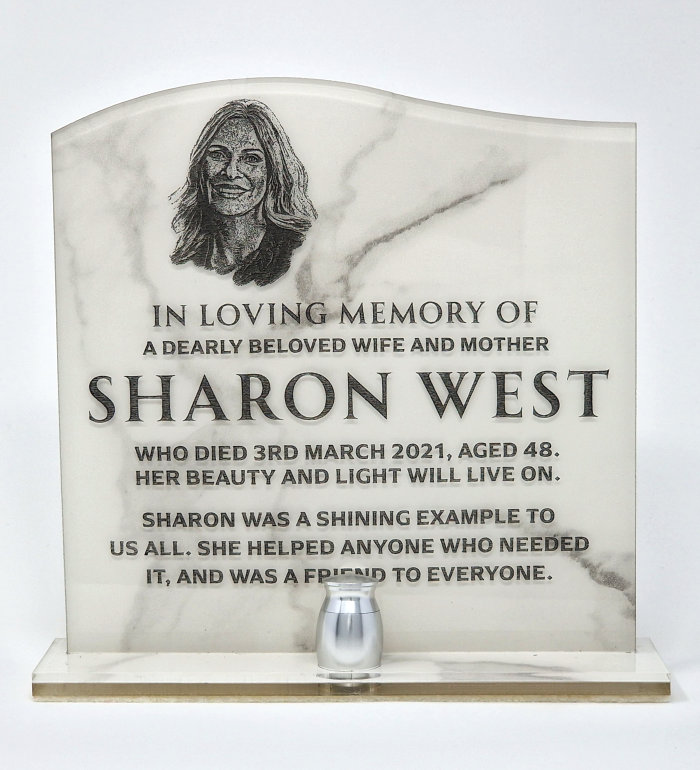 Serpentine Top Personalised Engraved White Marble Effect Acrylic Plaque ...